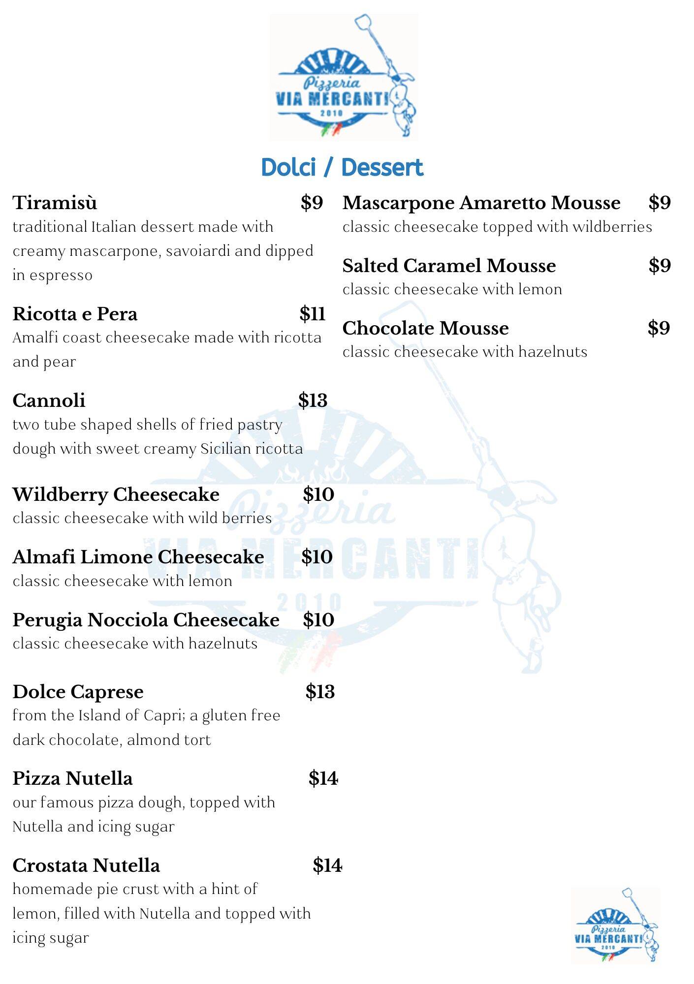 Pizzeria Via Mercanti Menu | Neapolitan Pizza in Toronto | Pizzeria Via ...
