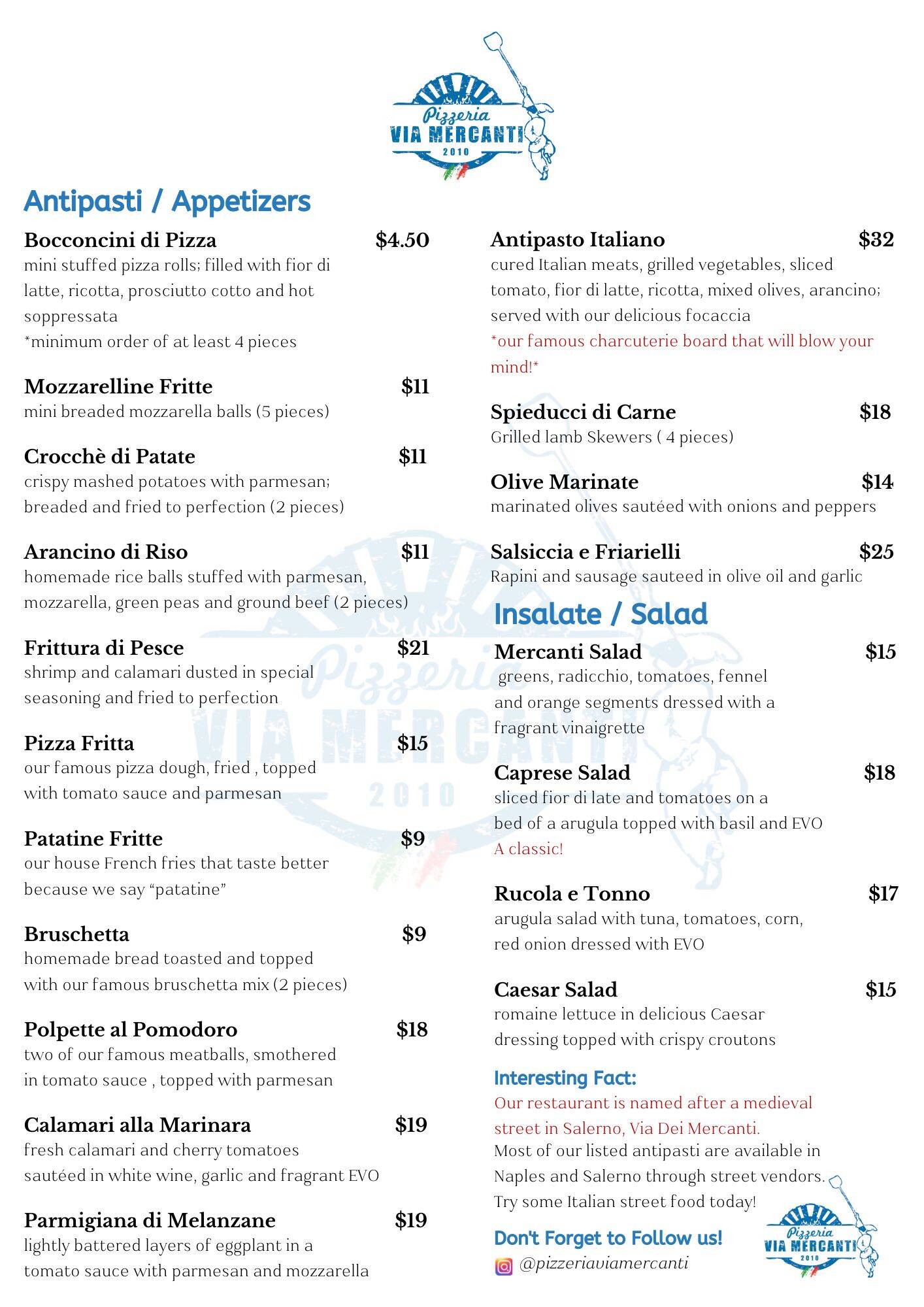 Pizzeria Via Mercanti Menu | Neapolitan Pizza in Toronto | Pizzeria Via ...
