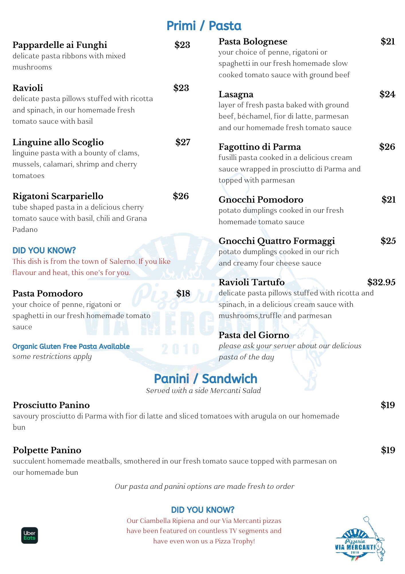Pizzeria Via Mercanti Menu | Neapolitan Pizza in Toronto | Pizzeria Via ...
